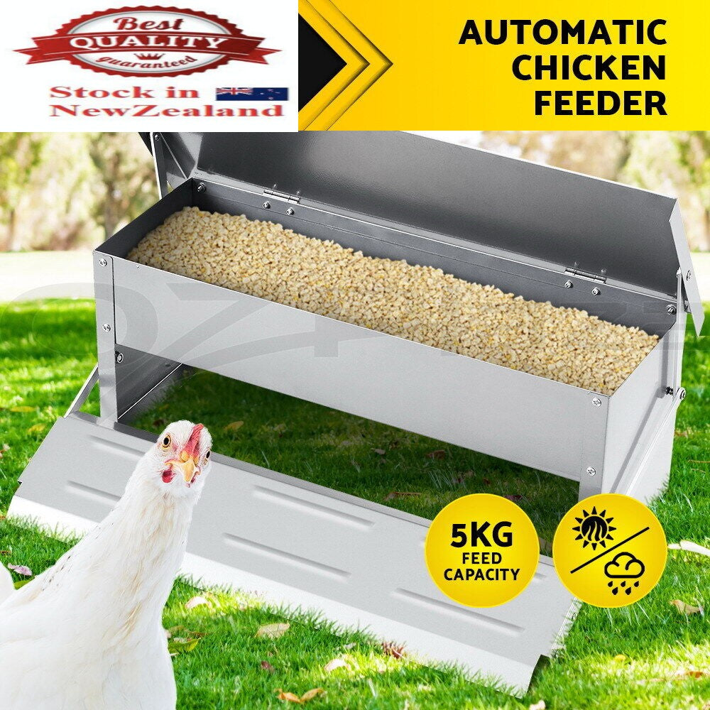 Automatic Chicken Feeder Auto Coop Chick Poultry Treadle Self Opening ...