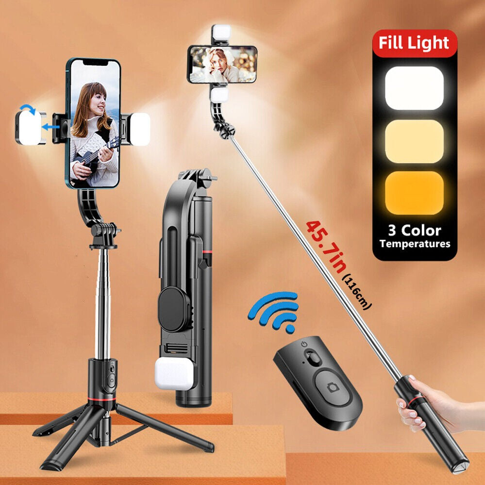 Rotating Tripod Unipod Selfie Stick Wireless Bluetooth Remote For Mobi ...
