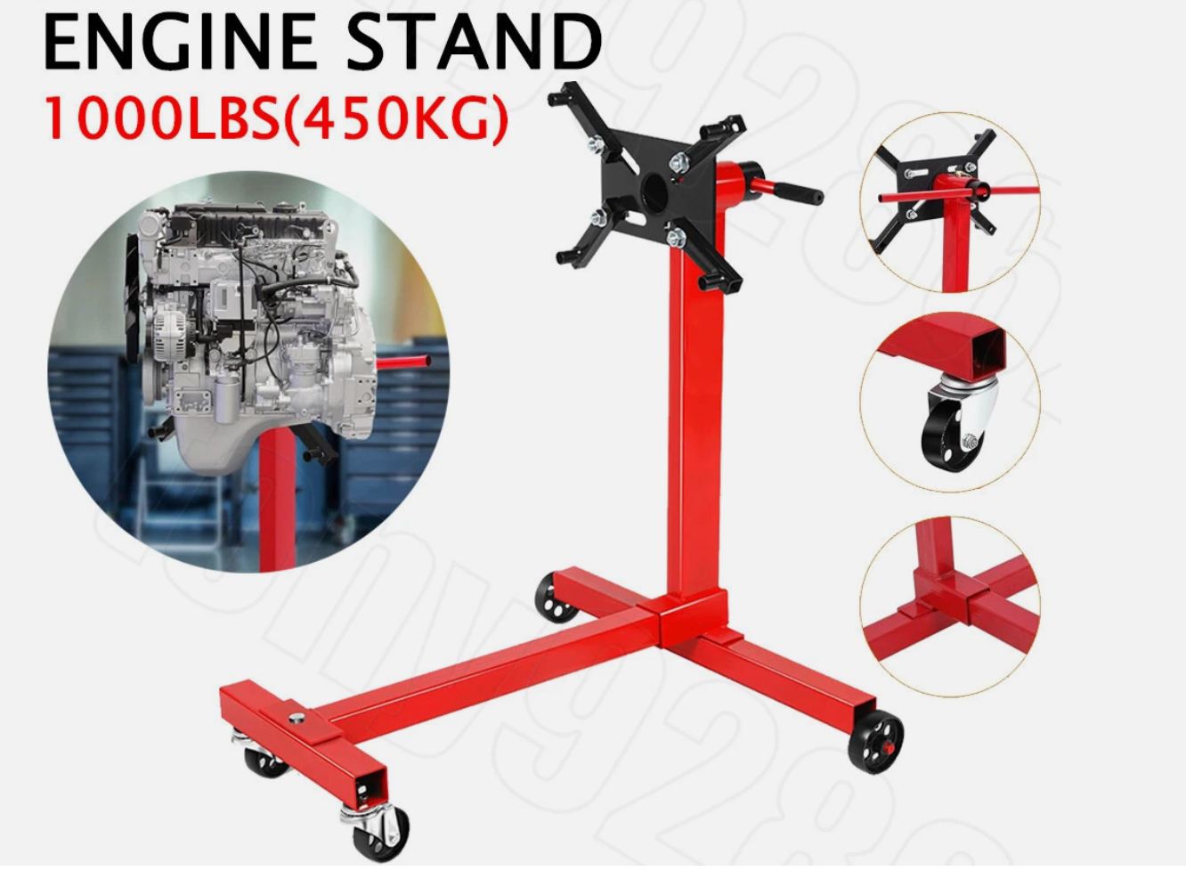 Engine Stand 1000LBS 450kg 360° Adjustable Mounting Head Motor Crane H ...