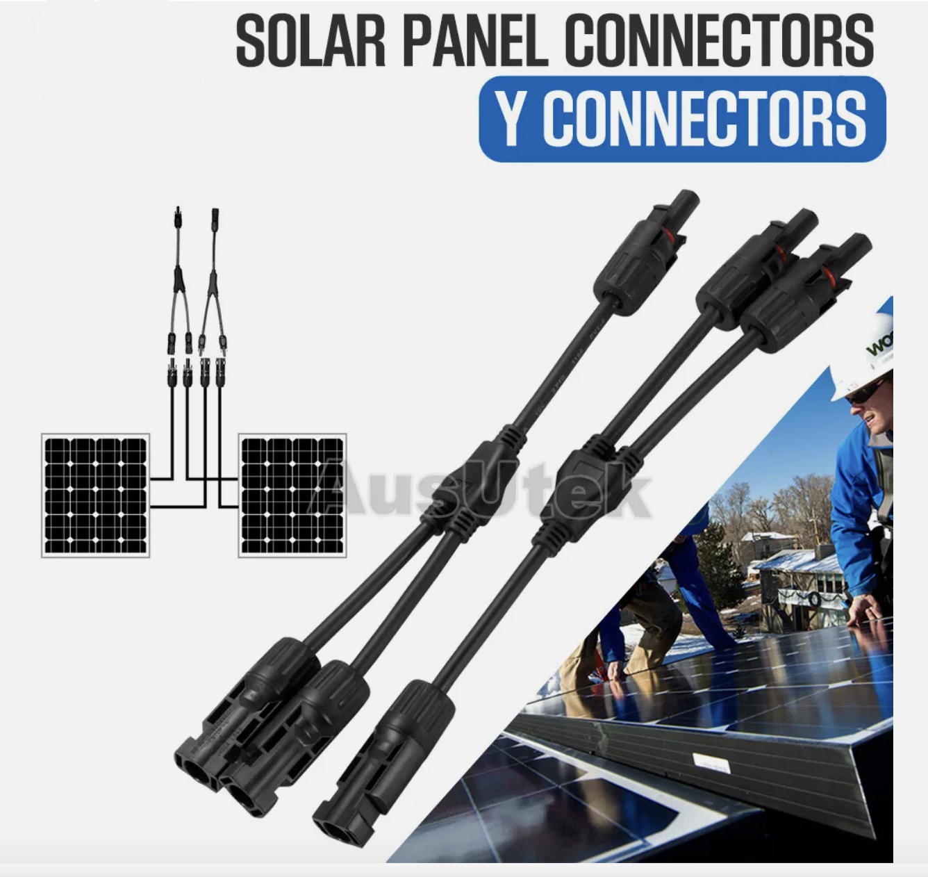 1 Pair Solar Y Connector Cable Plug Inline Solar PV Panel IP67 2 conne ...
